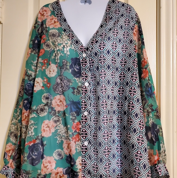 MISSLOOK | Tops | Nwot Miss Look Sheer Colorful Blouse | Poshmark